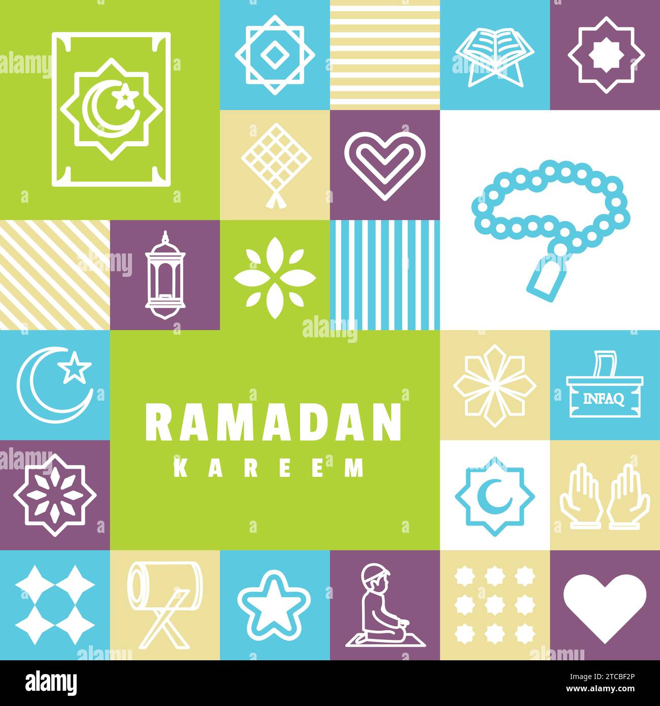Flat square ramadan kareem banner and poster design isolated Stock ...