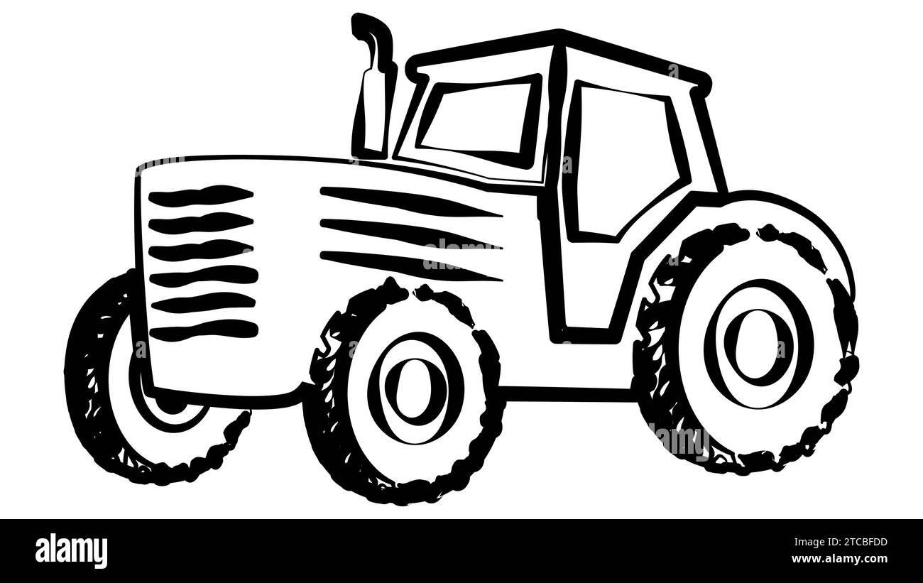 Tractor outline isolated on white background. Vector clipart Stock ...