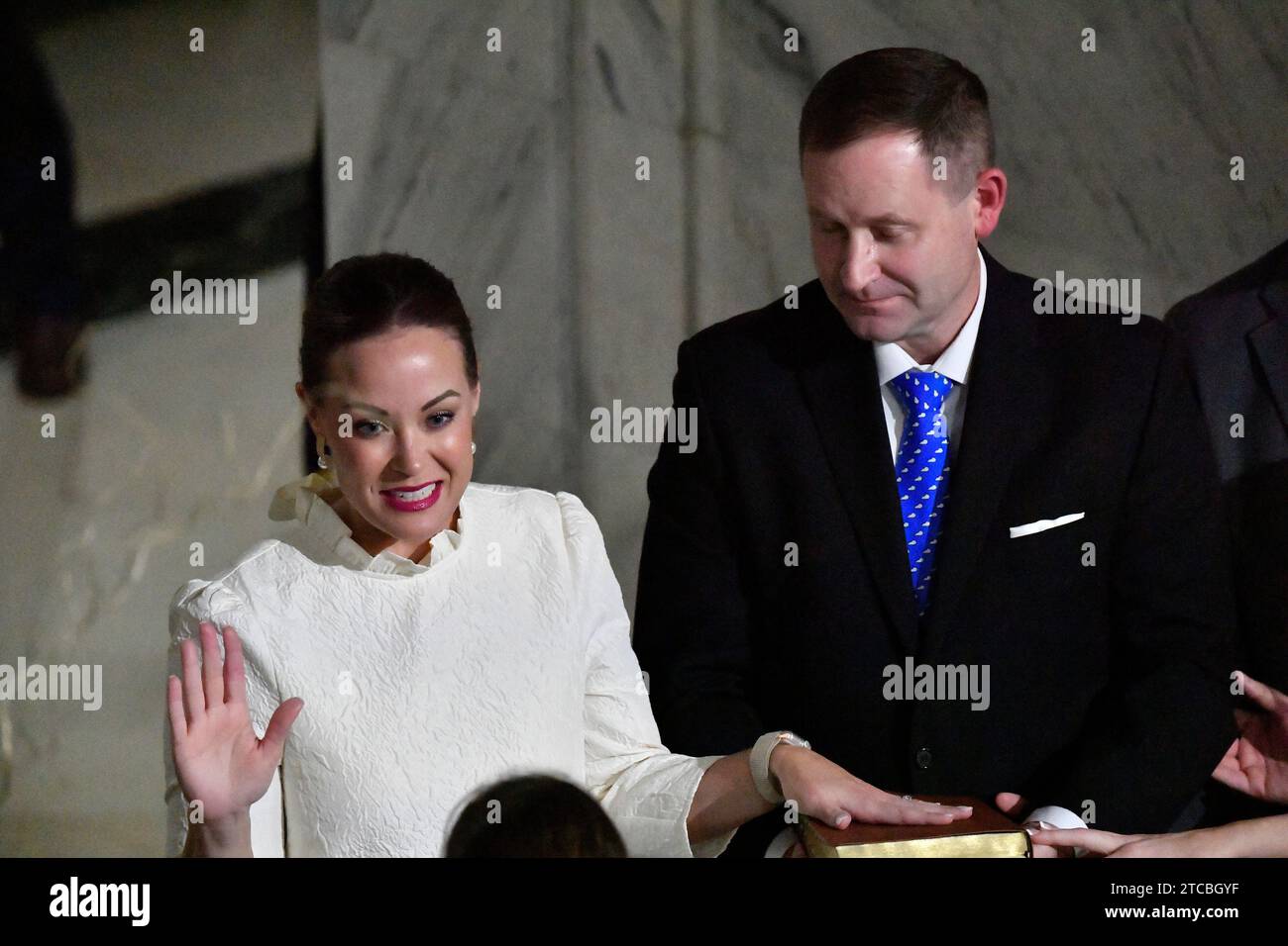 Kentucky Lt. Gov. Jacqueline Coleman takes the oath of office from ...