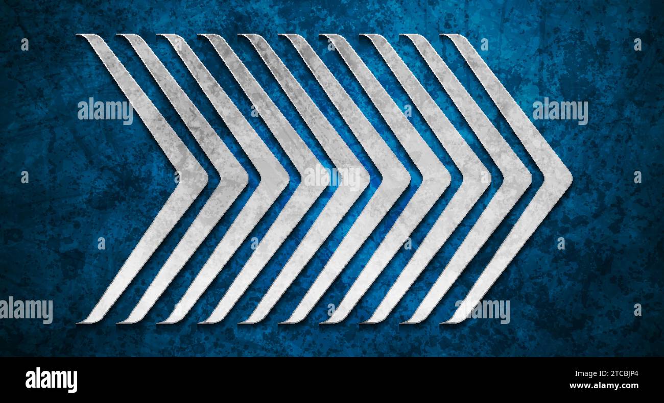 Grey arrows on blue backdrop, abstract grunge technology background ...