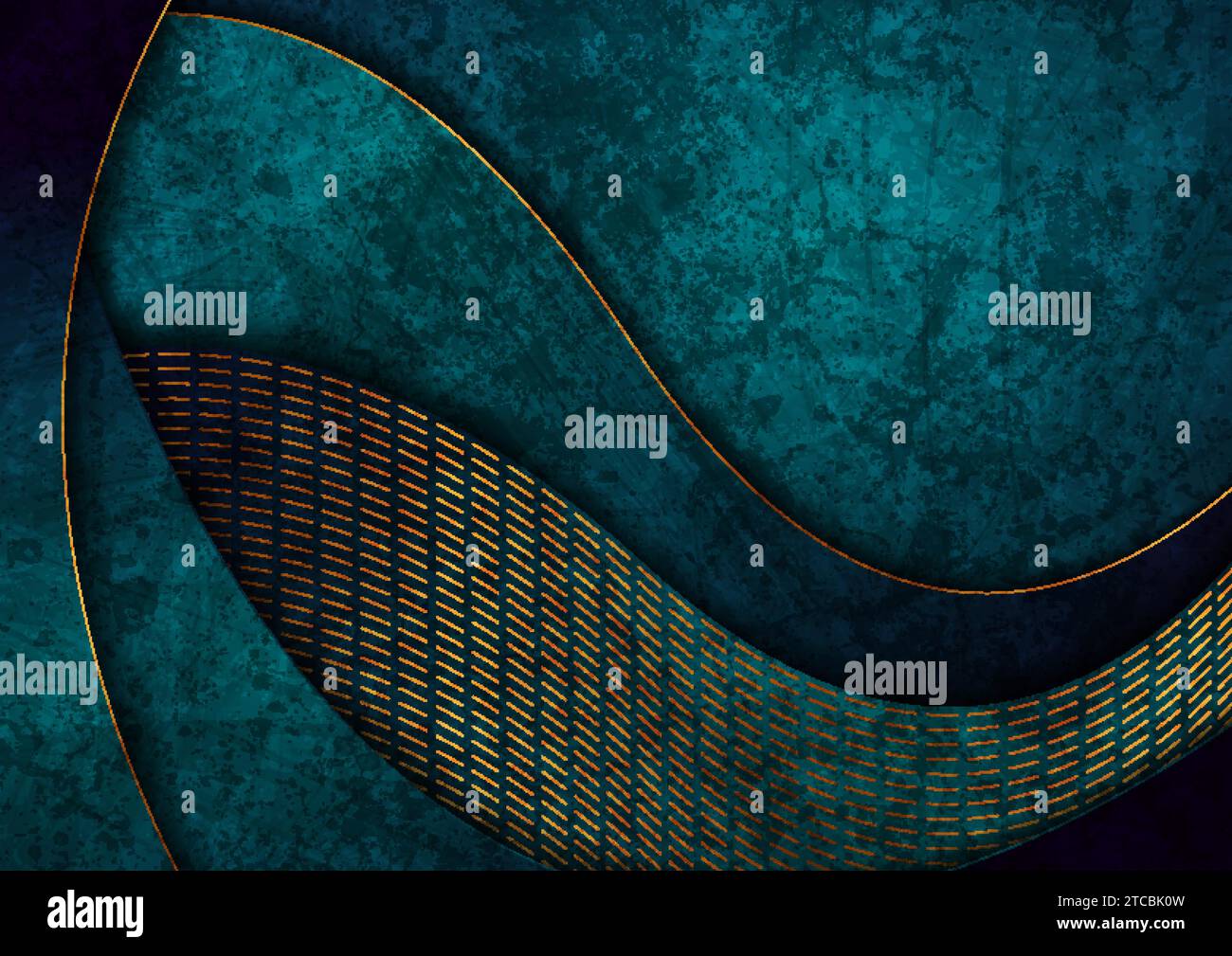 Dark blue and golden abstract tech wavy background with dotted lines ...