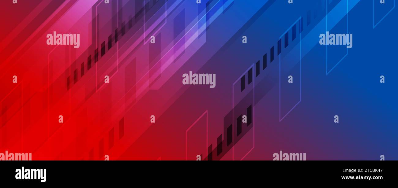 Abstract blue red hi-tech geometric minimal background. Vector banner ...