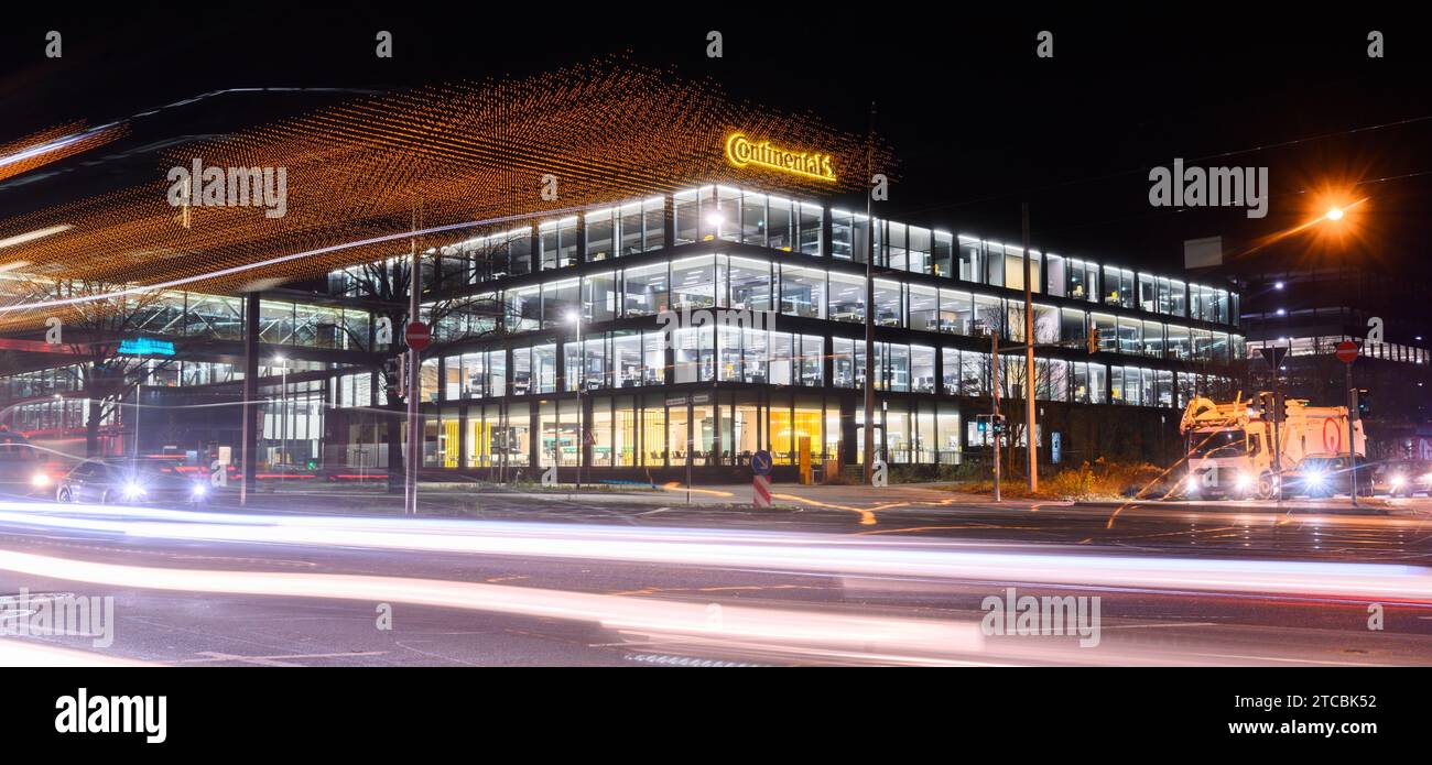 Hanover, Germany. 12th Dec, 2023. Lights shine in the new corporate ...