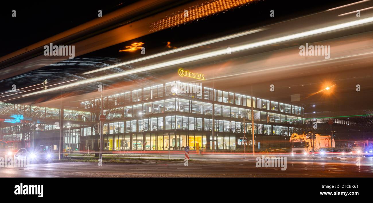 Hanover, Germany. 12th Dec, 2023. Lights shine in the new corporate ...