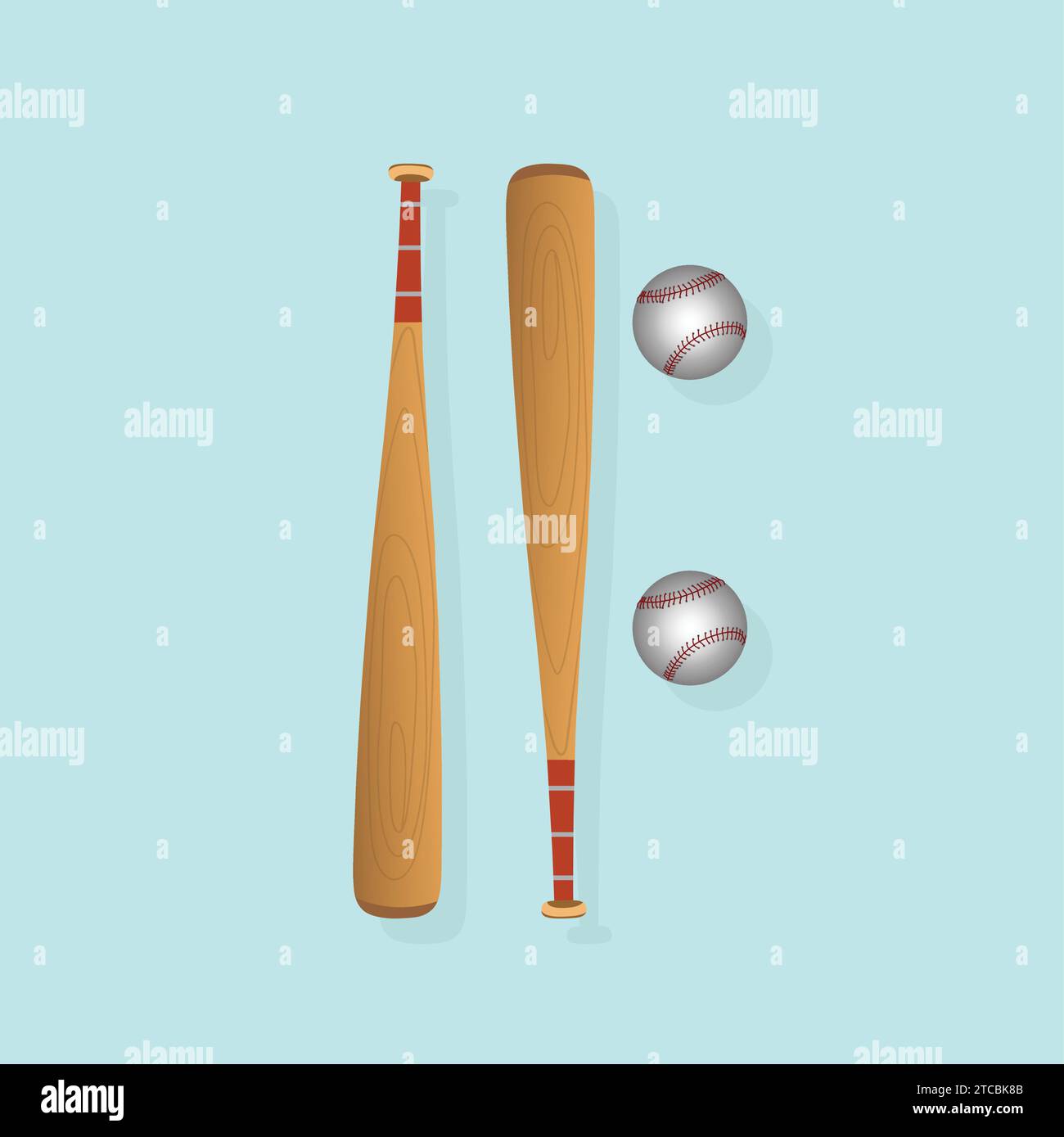 vector icons of baseball bats and balls crossed Stock Vector Image ...