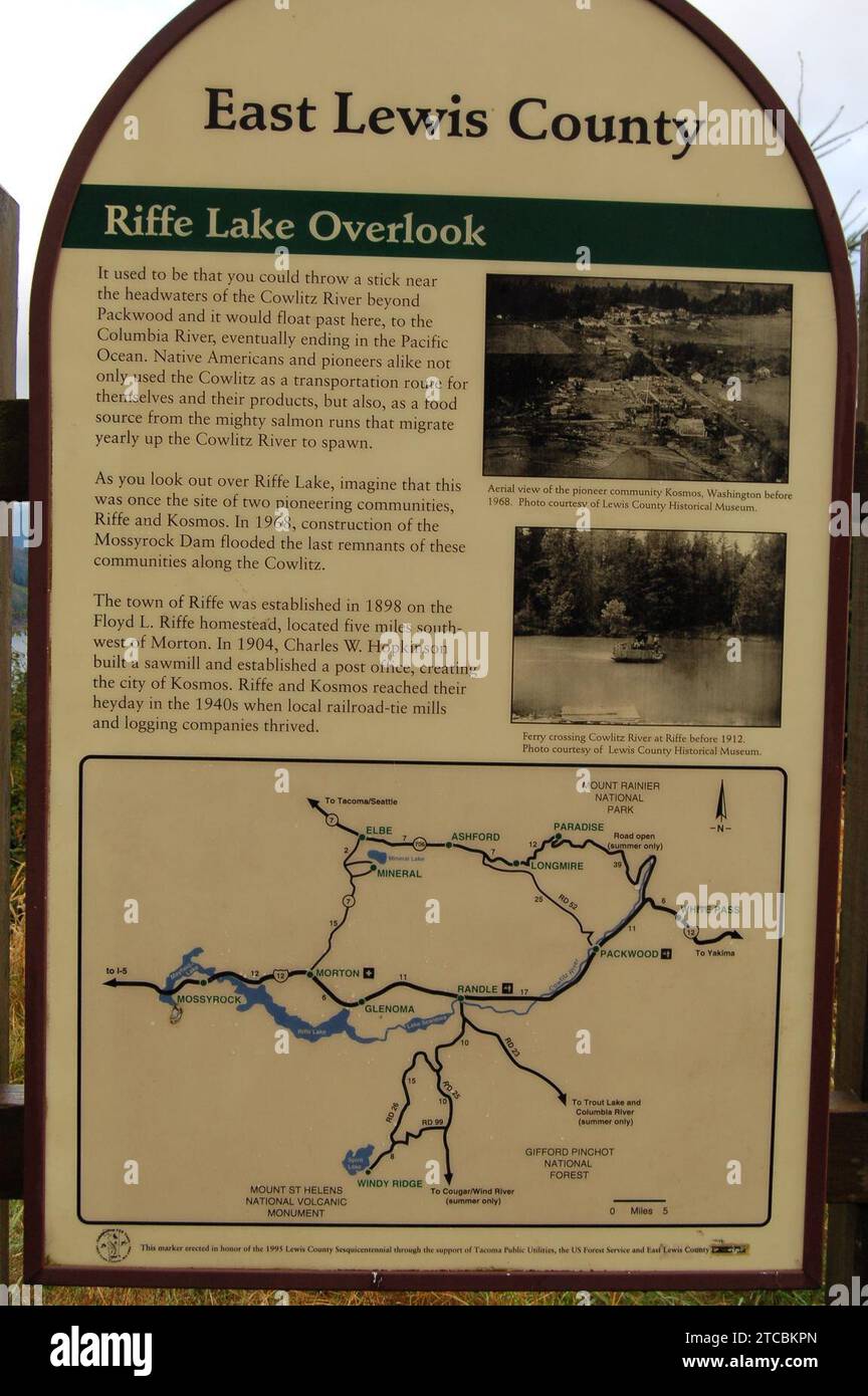 White Pass Scenic Byway - Sign at Riffe Lake Overlook Stock Photo - Alamy