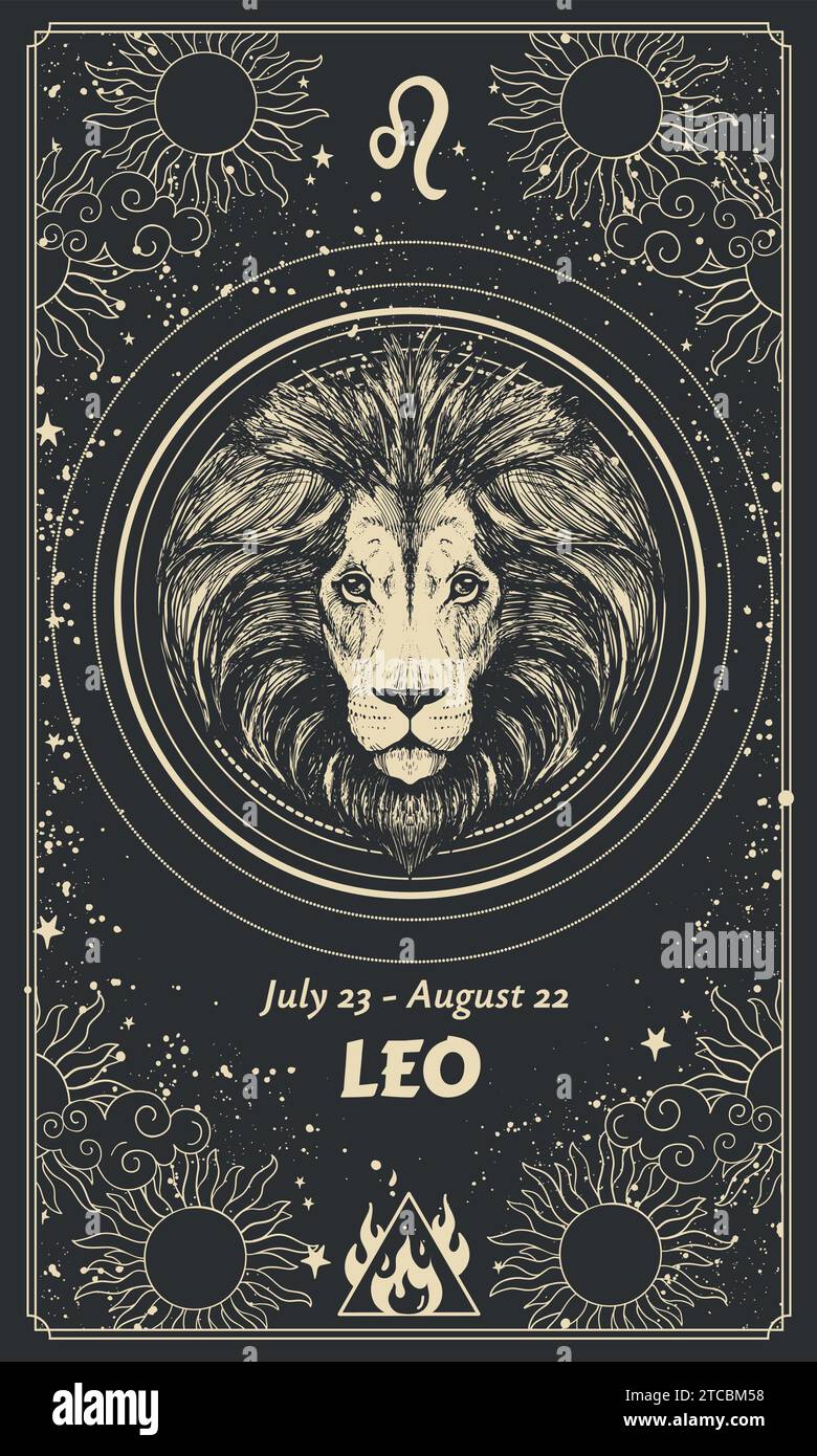 Zodiac sign Leo, vertical card for calendar, astrology print, modern ...