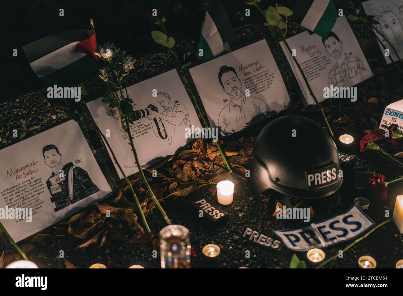 A touching display of photographs of slain journalists from around the ...