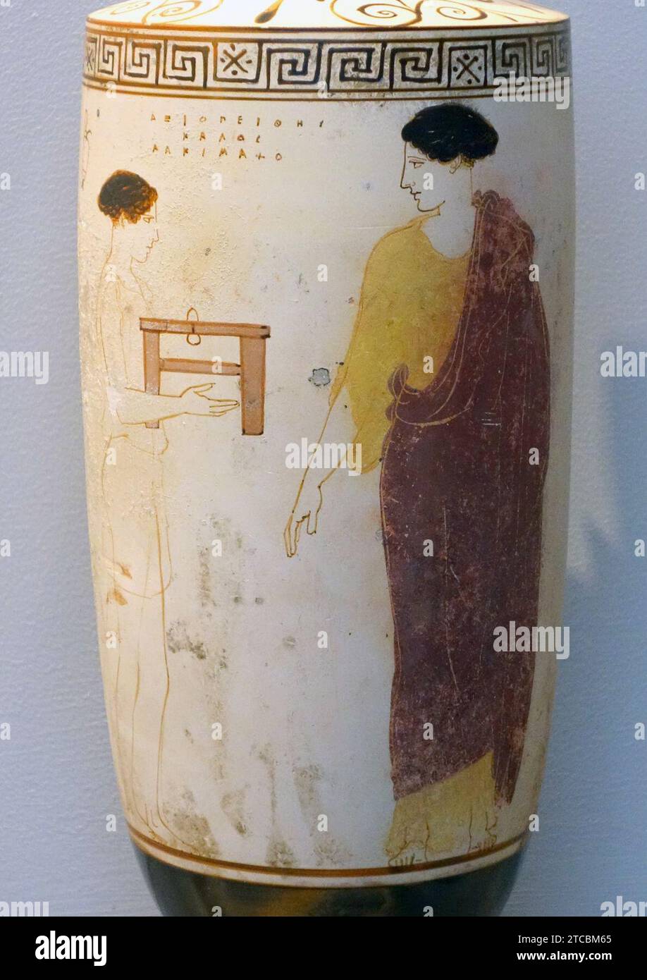 White-ground lekythos woman and maid (Boston MFA 13.201) 01 crop Stock ...