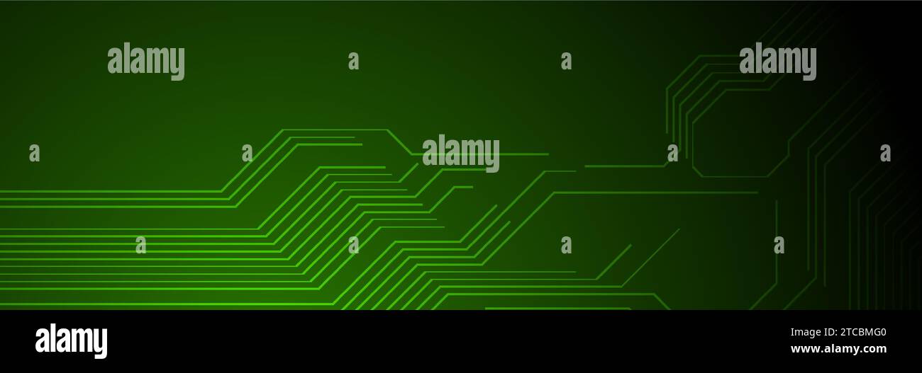 Dark green circuit board chip lines tech background. Technology vector ...