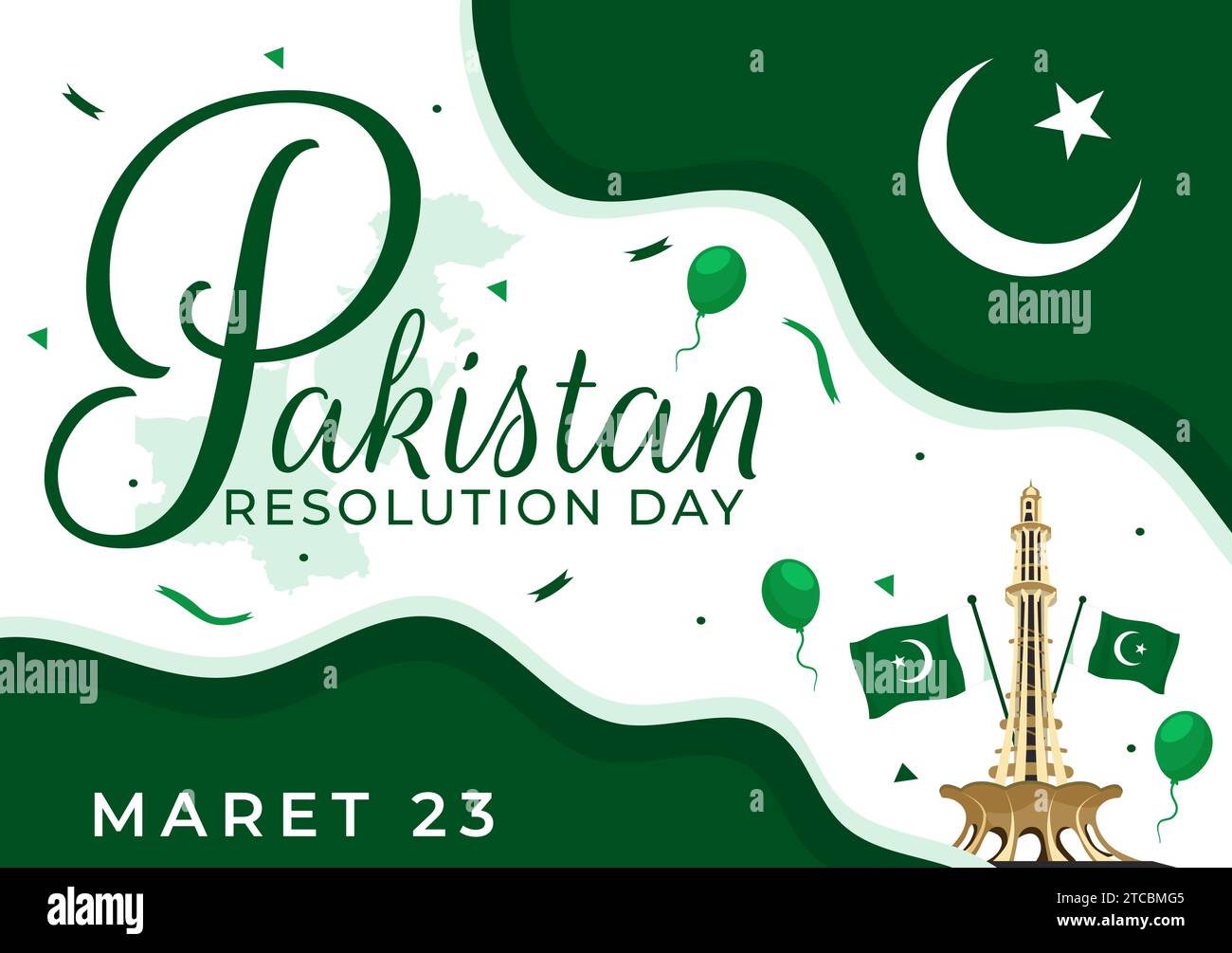 Happy Pakistan Resolution Day Vector Illustration on 23 March with ...
