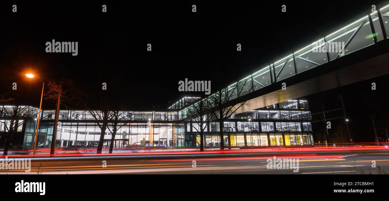 Hanover, Germany. 12th Dec, 2023. Lights shine in the new corporate ...