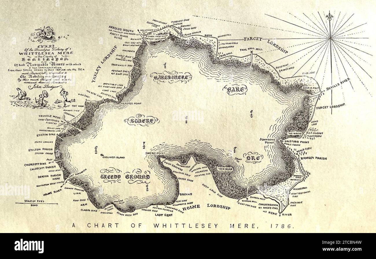 Whittlesey Mere map 1786 Stock Photo - Alamy