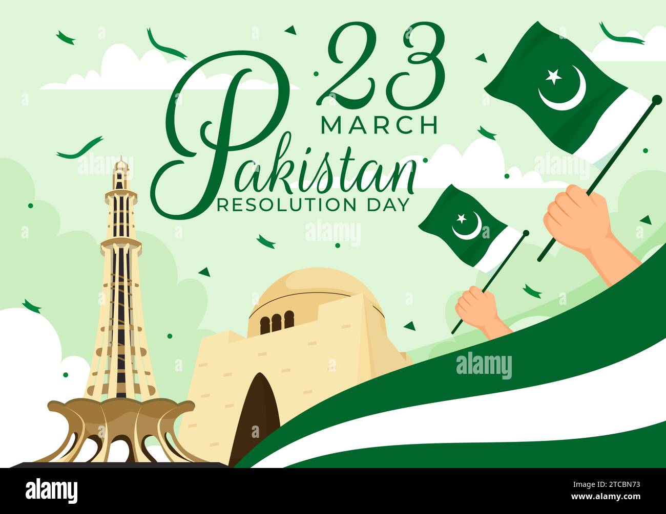 Happy Pakistan Resolution Day Vector Illustration on 23 March with ...