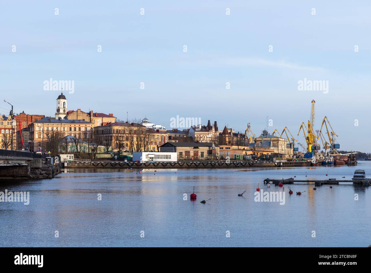 Vyborg, Russia - April 15, 2023: Seaport of Vyborg with old houses on ...