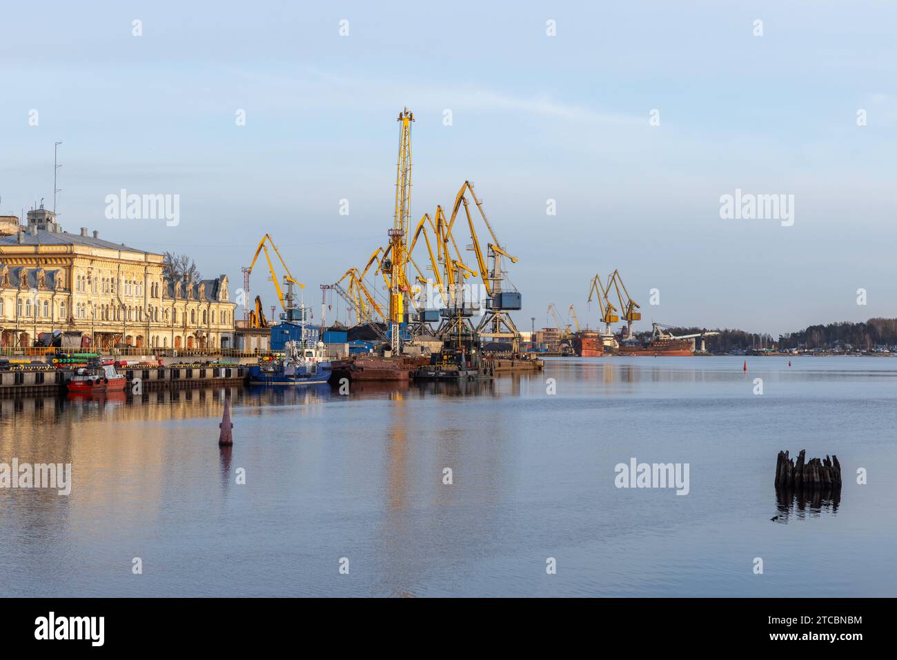Vyborg, Russia - April 15, 2023: Seaport of Vyborg, coastal view with ...