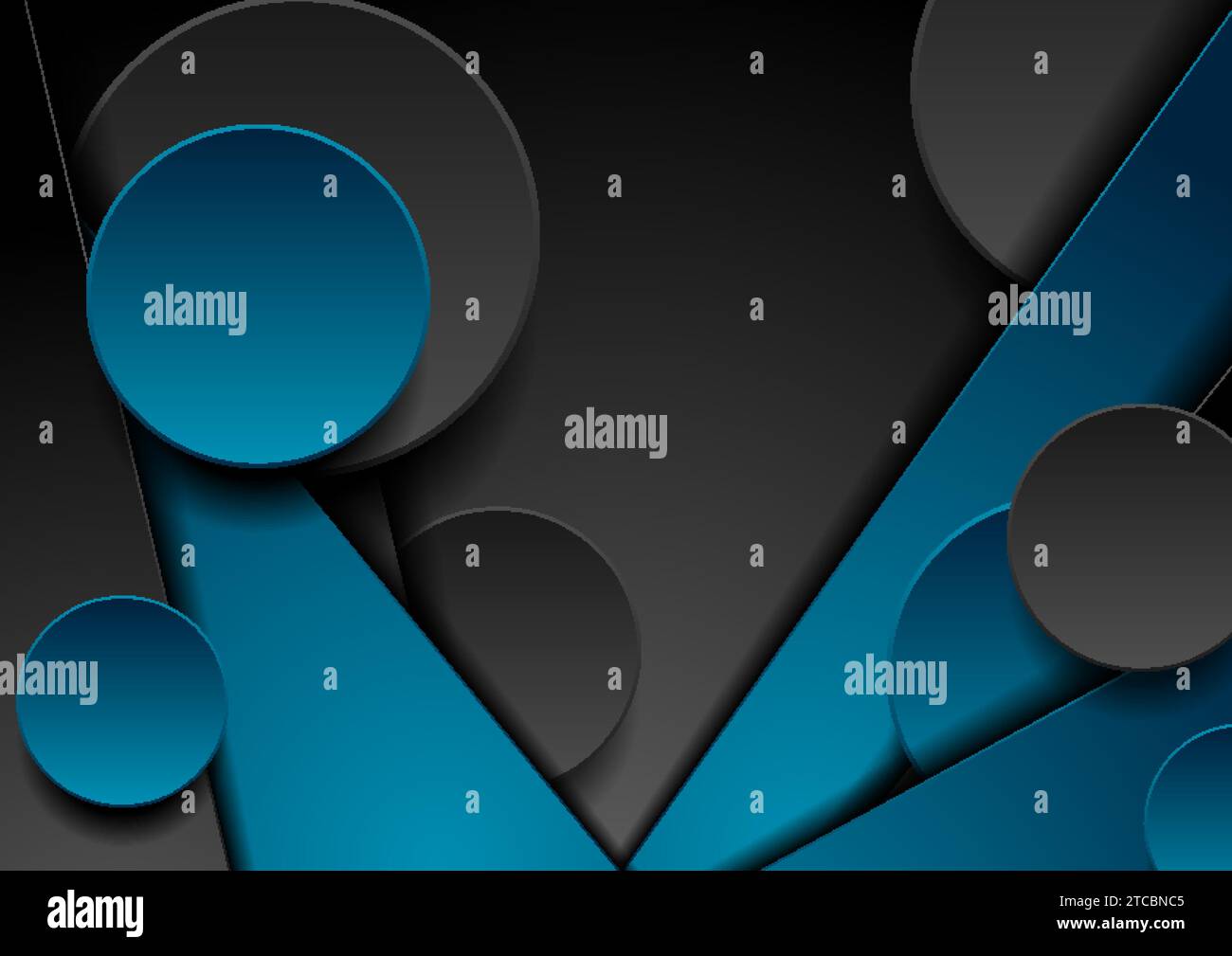 High contrast blue black abstract tech corporate background with circles. Vector design Stock ...