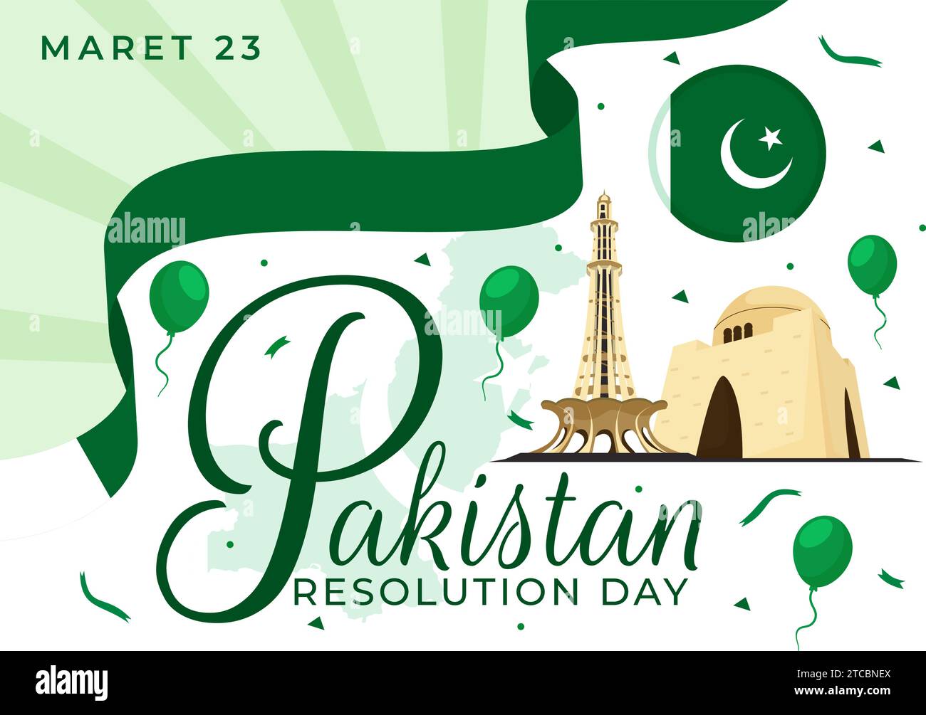 Happy Pakistan Resolution Day Vector Illustration on 23 March with ...