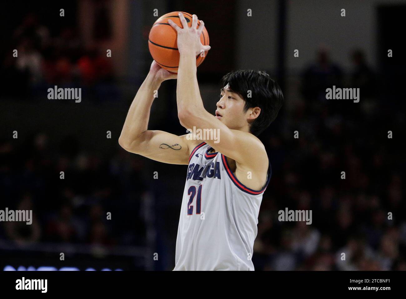 Gonzaga forward Jun Seok Yeo controls the ball during the second half ...
