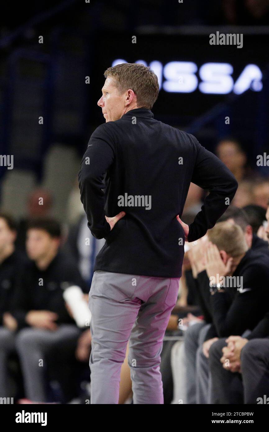 Gonzaga head coach Mark Few watches the second half of an NCAA college ...