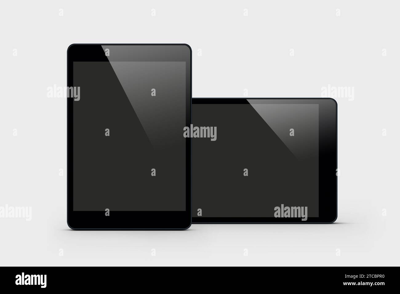 Devices set with blank screen saver isolated on grey background 3D ...