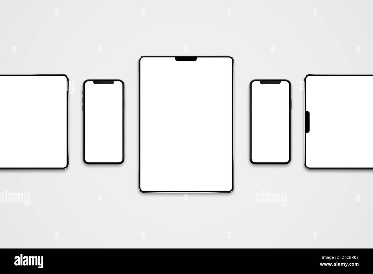 Devices set with blank screen saver isolated on grey background 3D ...