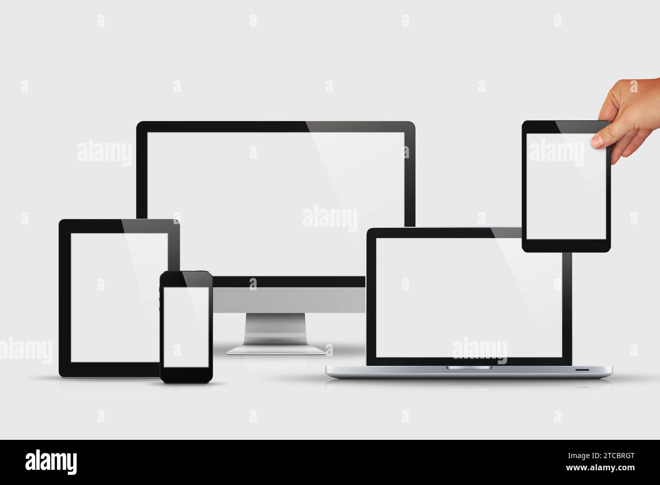 Devices Responsive set with blank screen saver isolated on grey ...