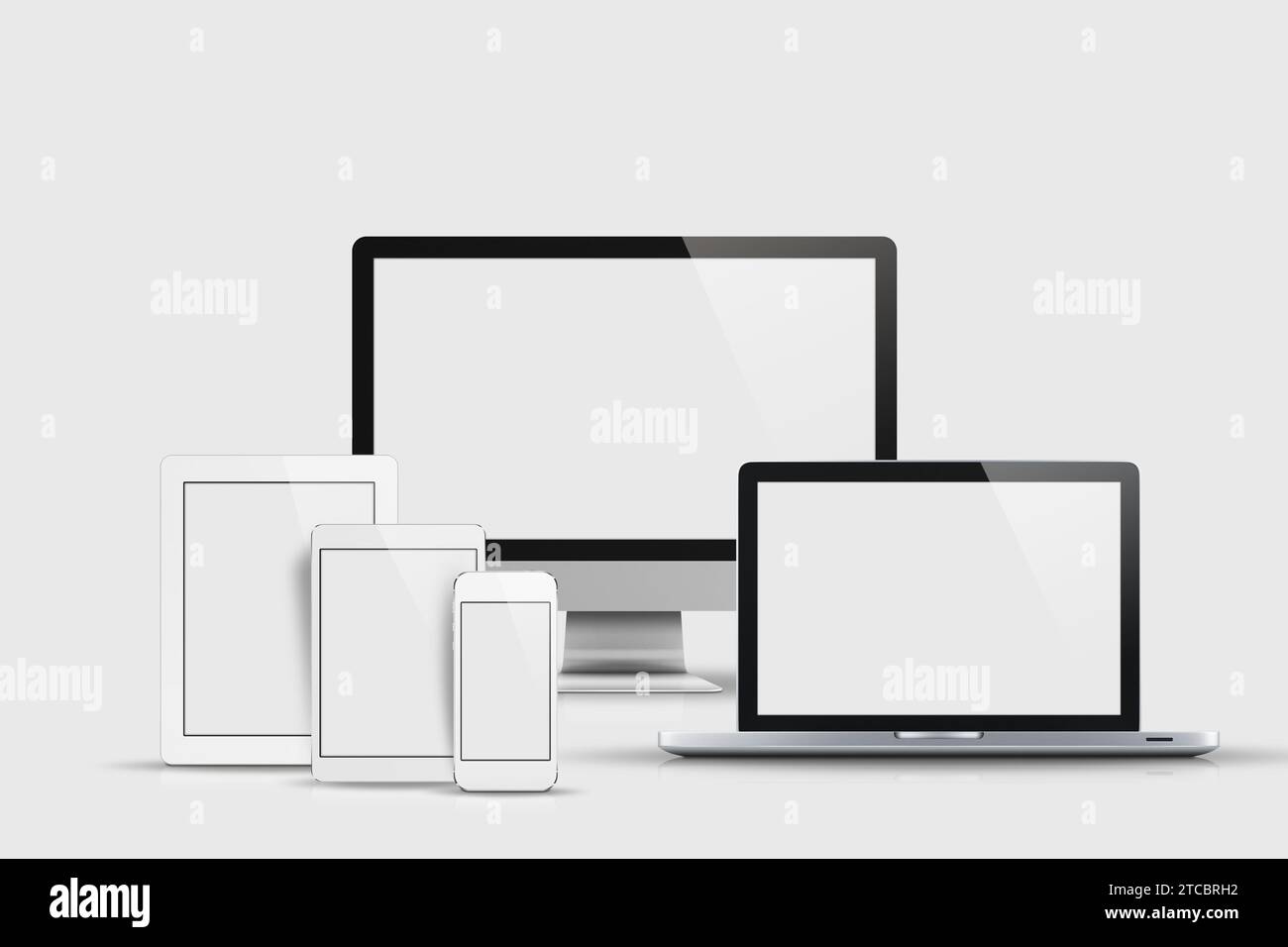 Devices Responsive set with blank screen saver isolated on grey ...
