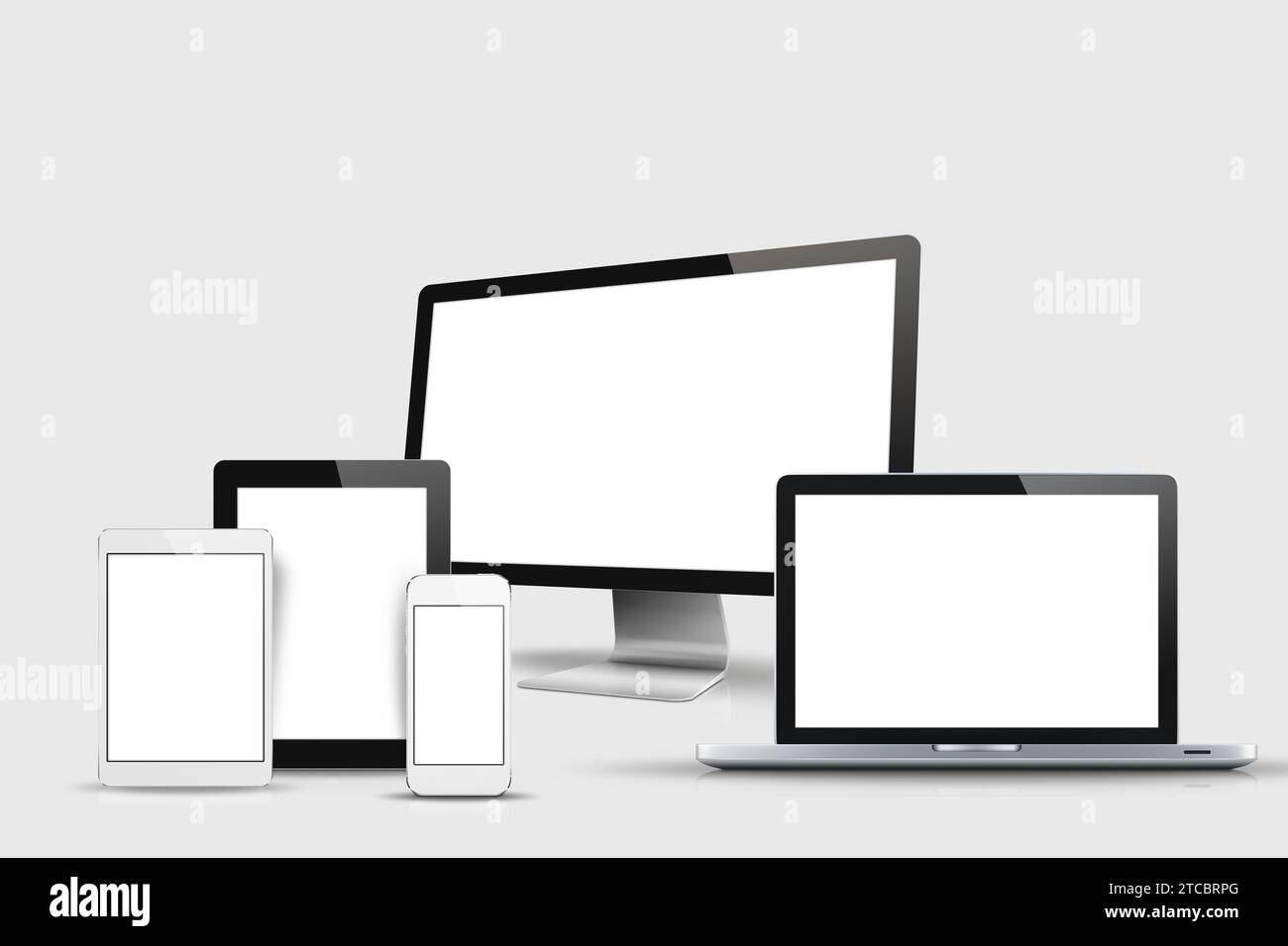 Devices Responsive set with blank screen saver isolated on grey ...