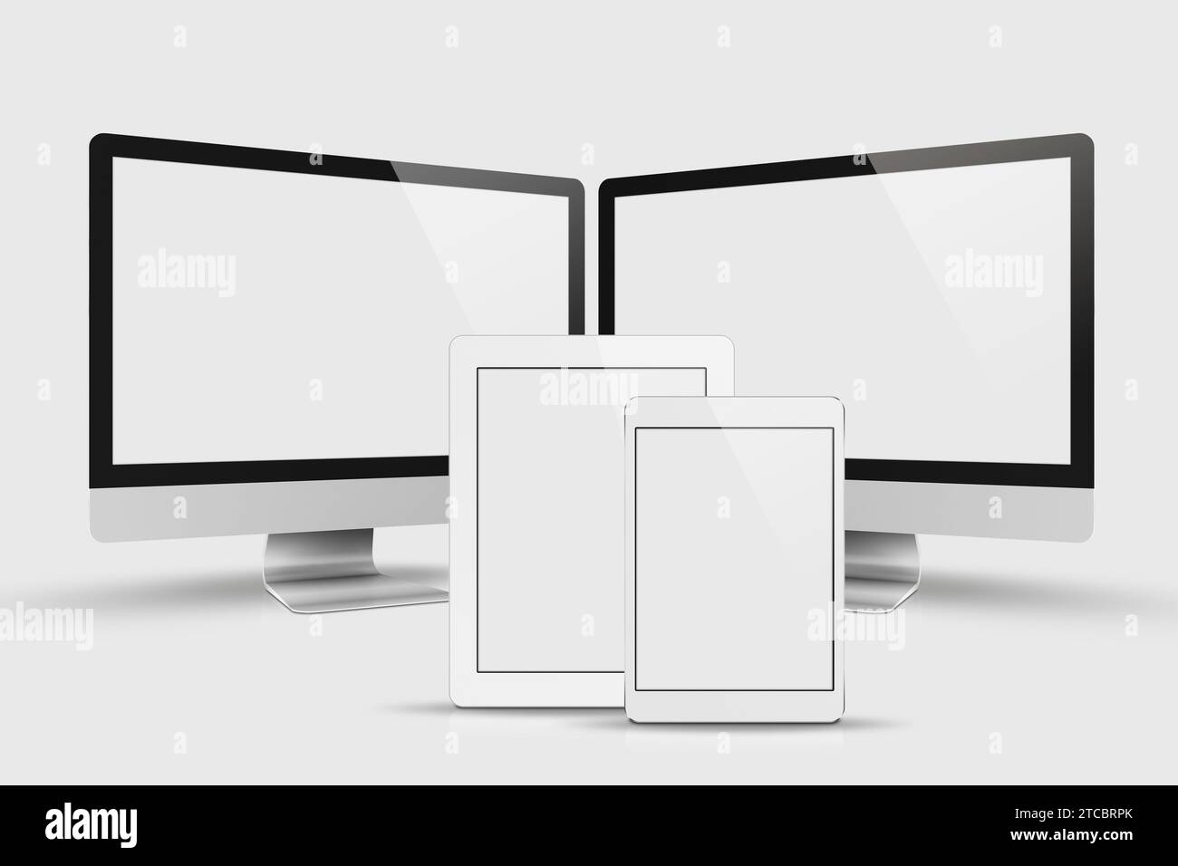 Devices Responsive set with blank screen saver isolated on grey ...