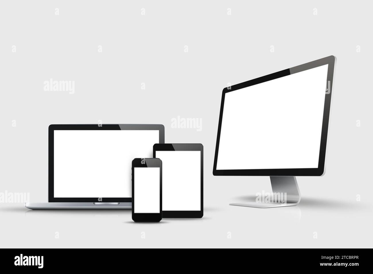 Devices Responsive set with blank screen saver isolated on grey ...