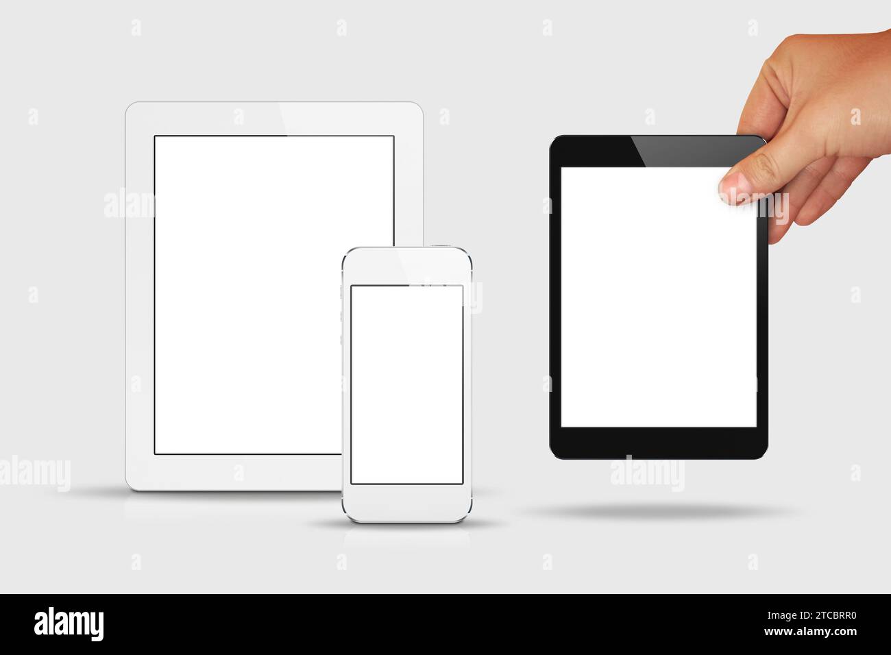 Devices Responsive set with blank screen saver isolated on grey ...