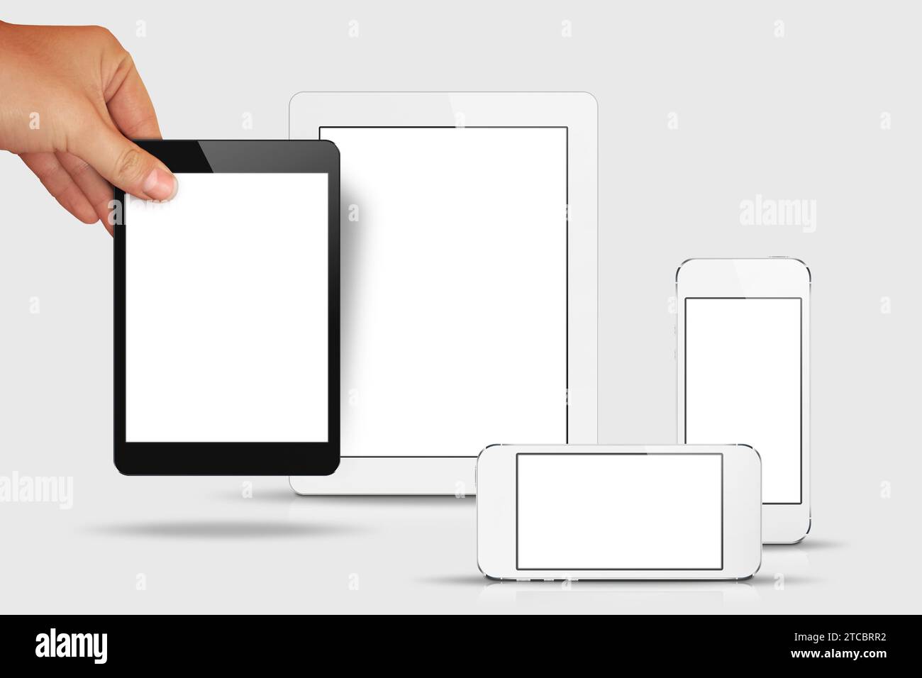 Devices Responsive set with blank screen saver isolated on grey ...