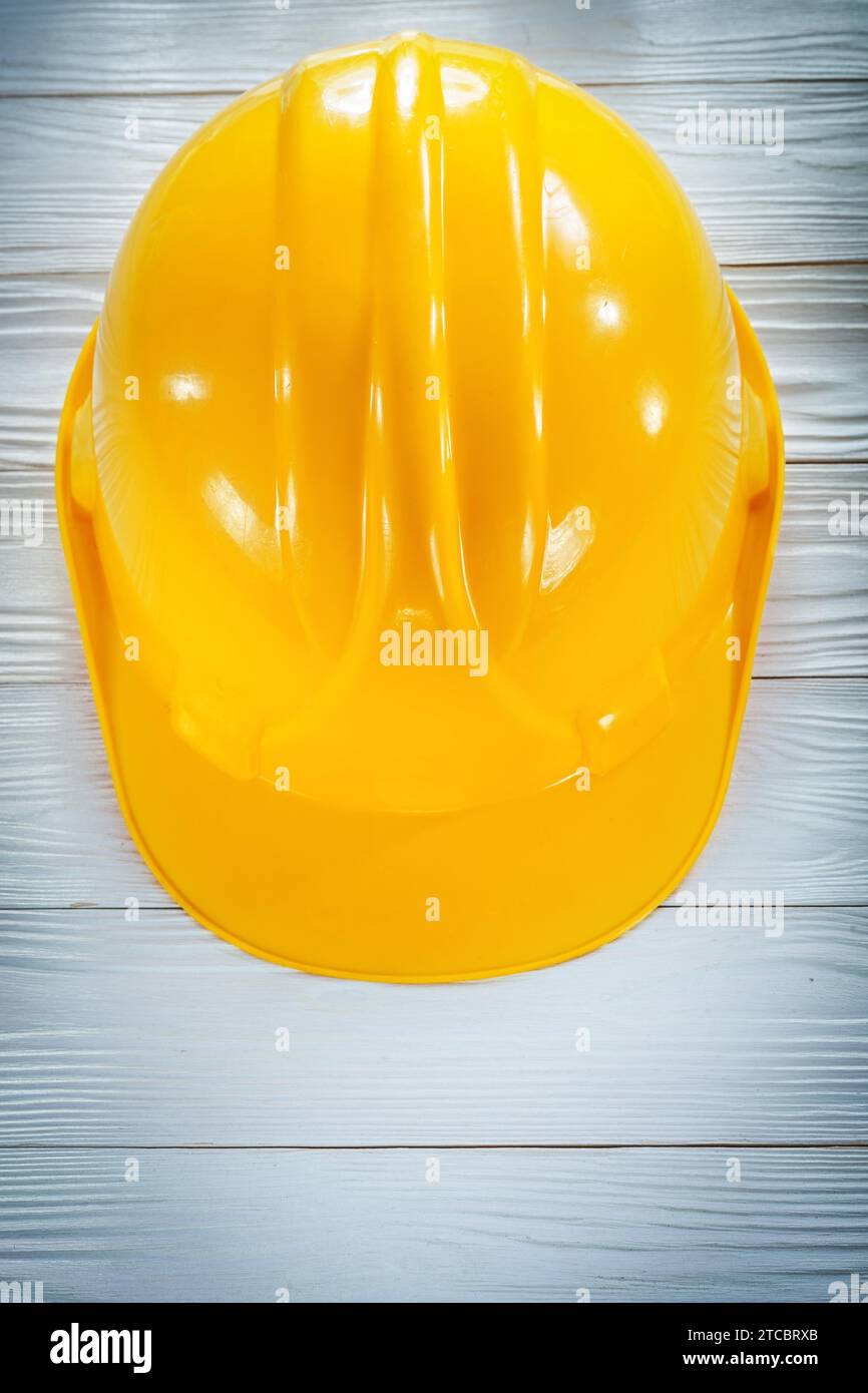 Safety helmet on white panel View from above Stock Photo - Alamy