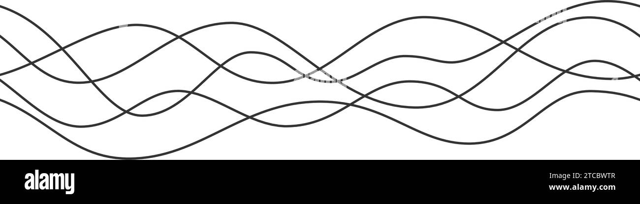 Line curve waves. Thin wavy line seamless pattern. Abstract dynamic ...