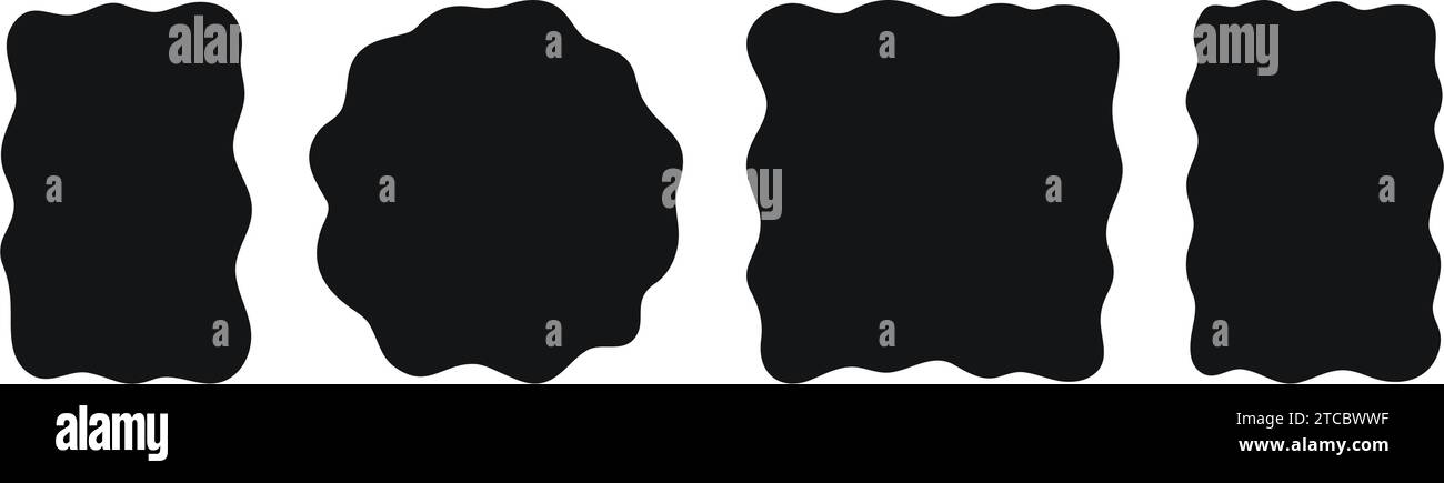 Doodle wave curve edge frame. Hand drawn wavy rectangle borders. Doodle ...