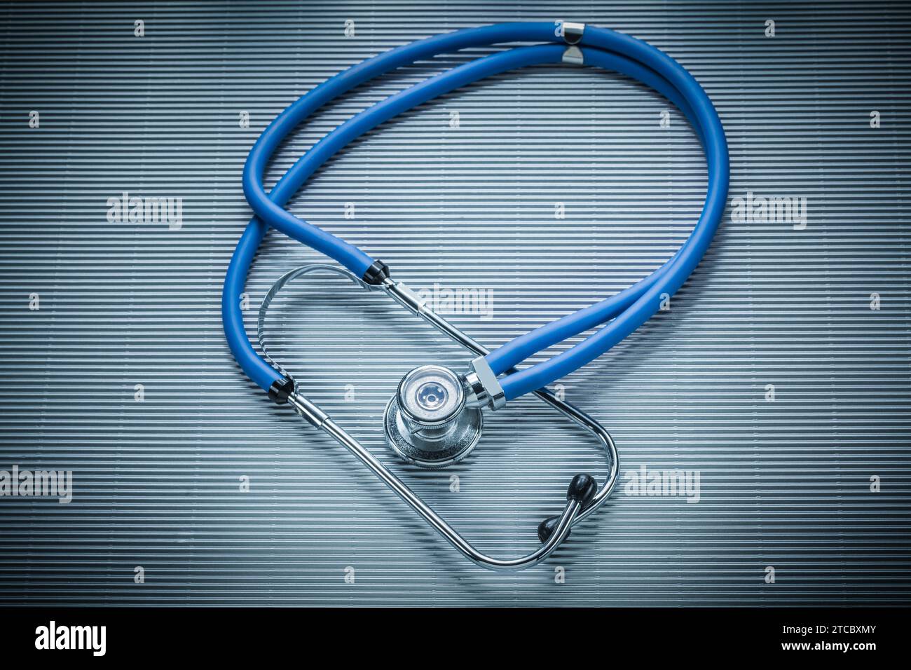 Medical stethoscope on striped background, view from above Stock Photo ...