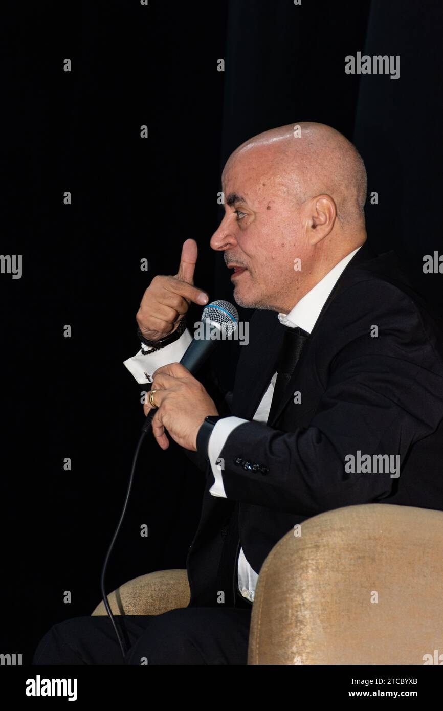 Close-up of Algerian journalist correspondent of Al-Hurra channel in ...