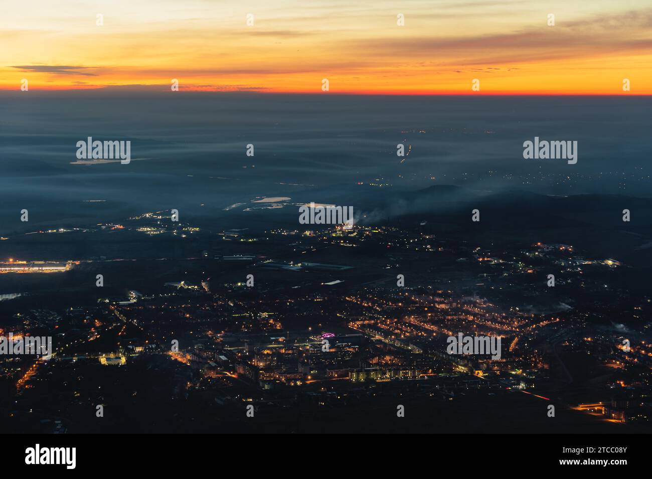 Landscape of the sunset view of Lermontov from Mount Beshtau. Russia in ...