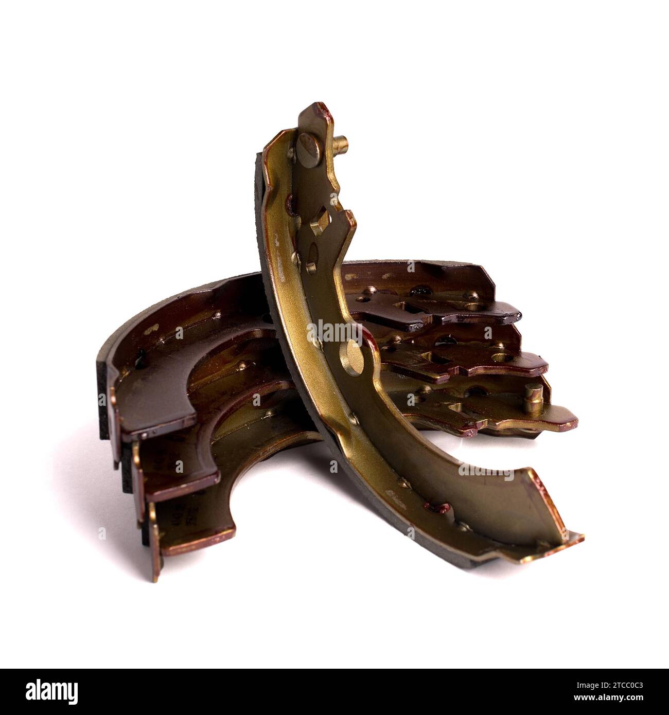 Set of 4 pieces of new rear drum brake pads, isolated on white Stock ...