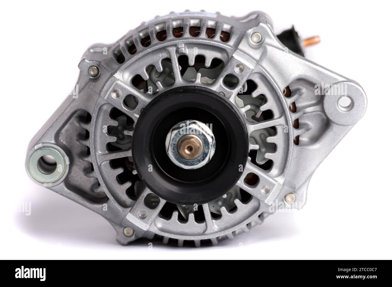 New car power generator, isolated on white background. Details of the ...