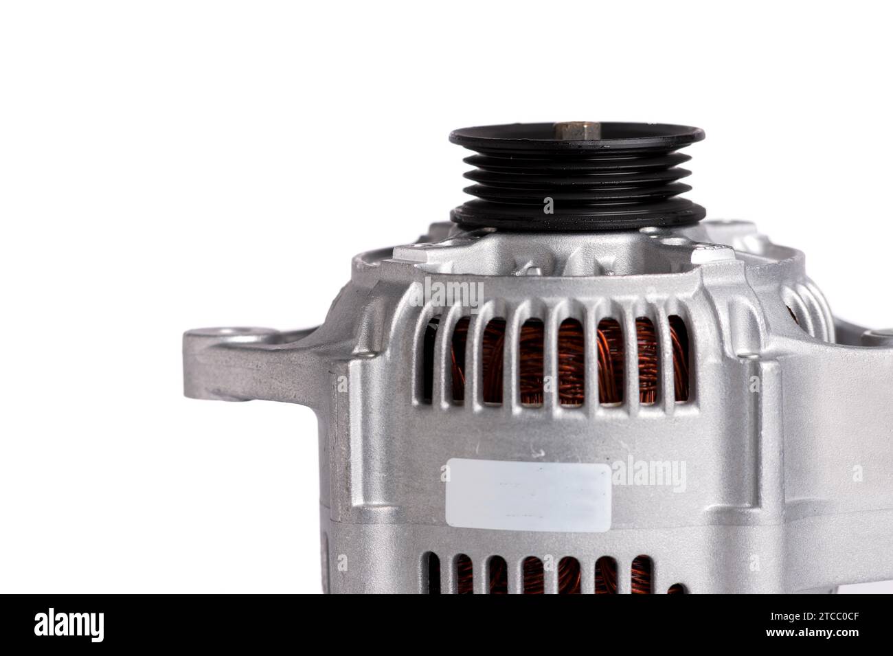 New car power generator, isolated on white background. Details of the ...