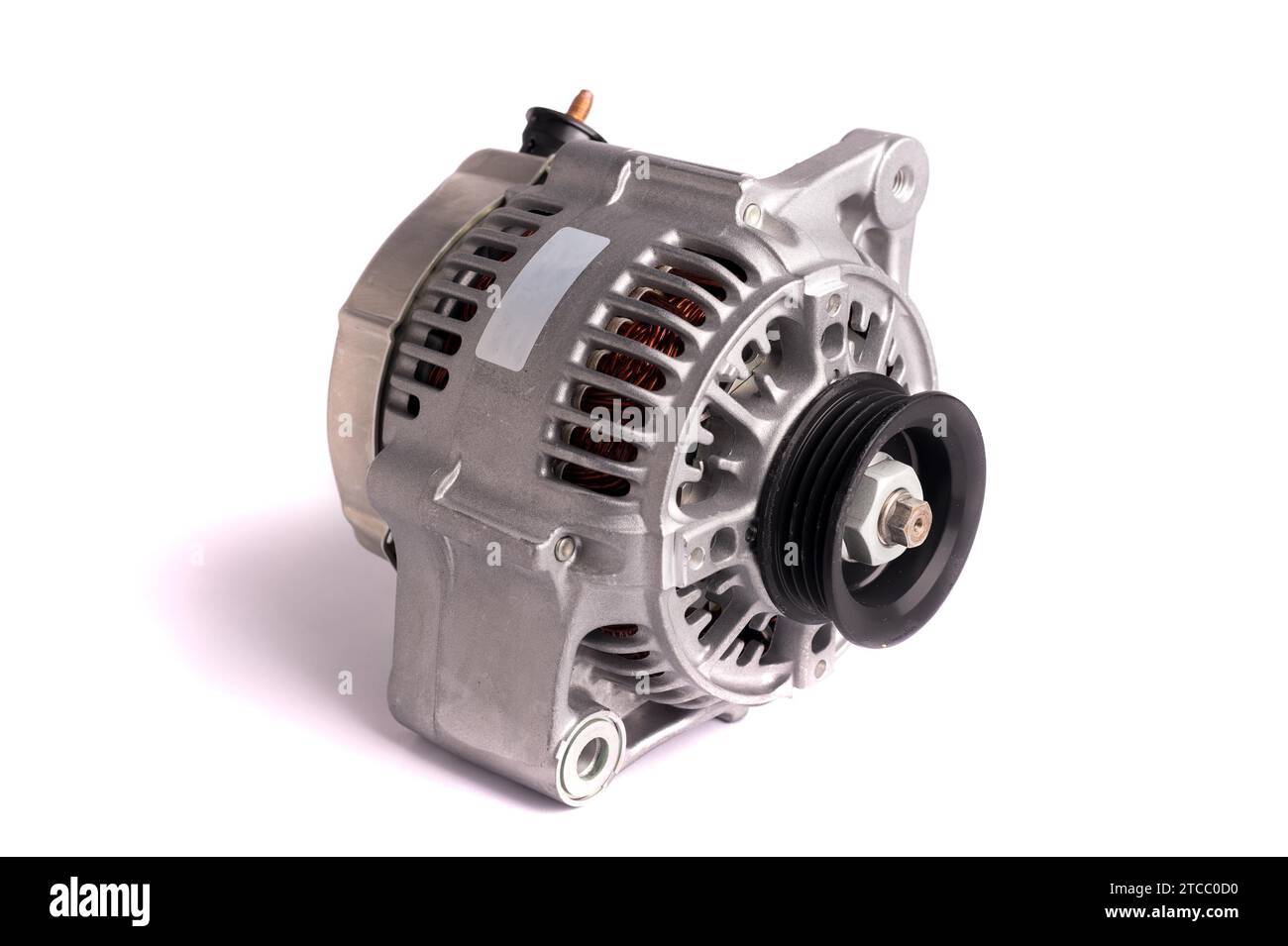 New car power generator, isolated on white background. Details of the ...