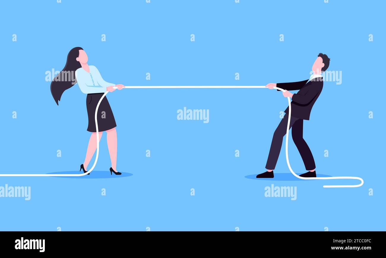 Business people play tug of war by pulling the rope. Business concept ...
