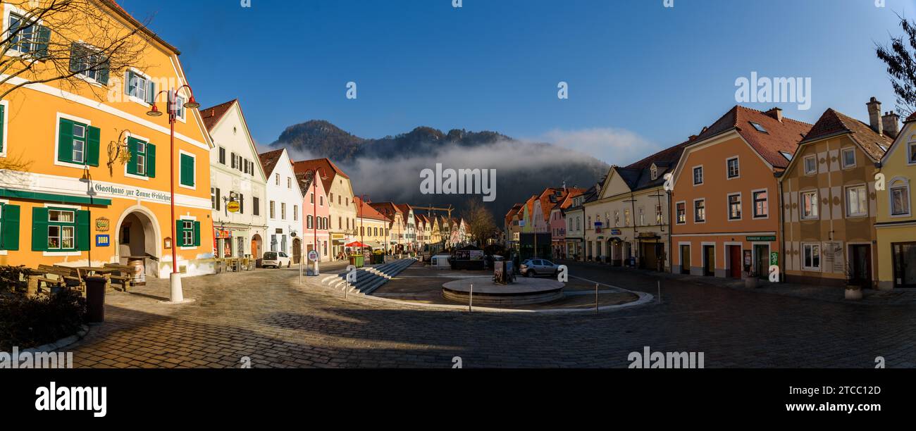 Frohnleiten small town above Mur river in Styria, Austria. Famous ...