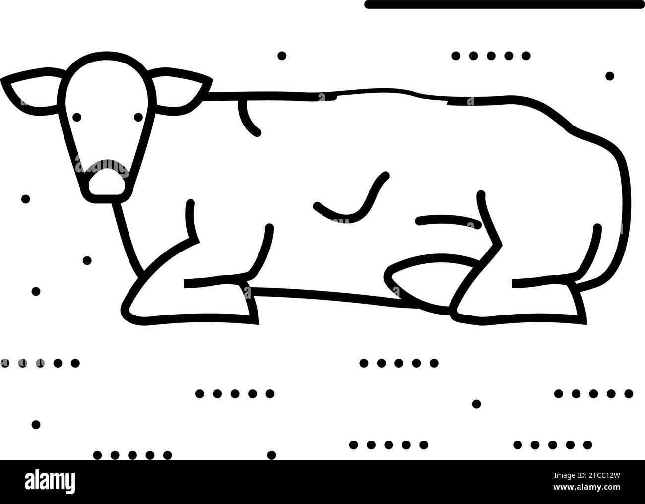 cow lying down line icon vector illustration Stock Vector Image & Art ...