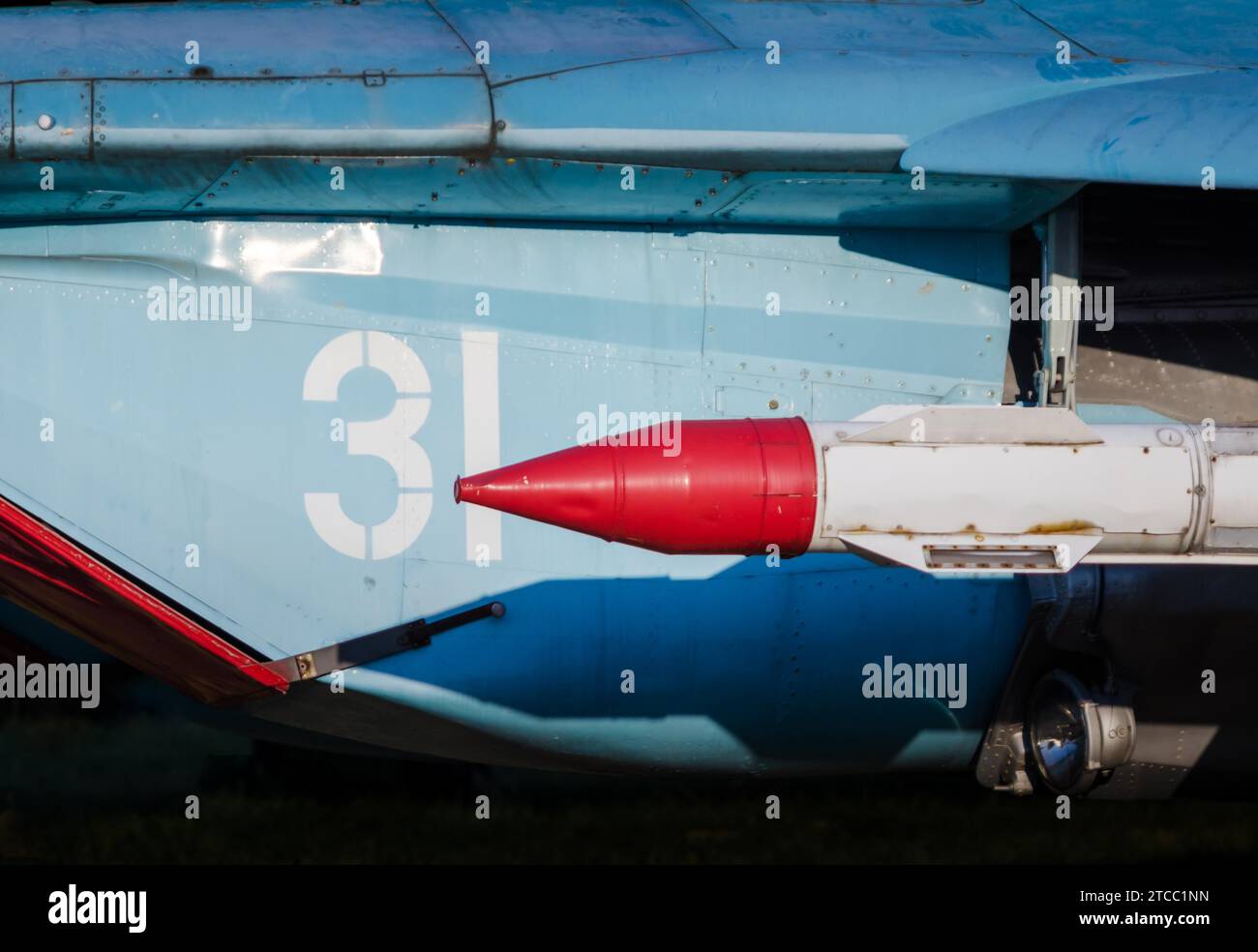Rocket and weapon of military army fighter aircraft close up Stock ...