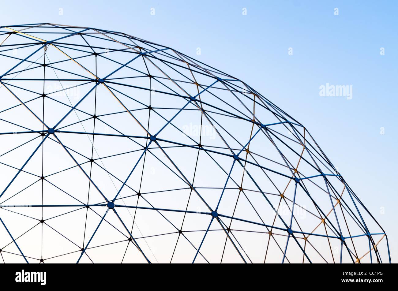 Abstract background modern architecture construction sphere on a blue ...