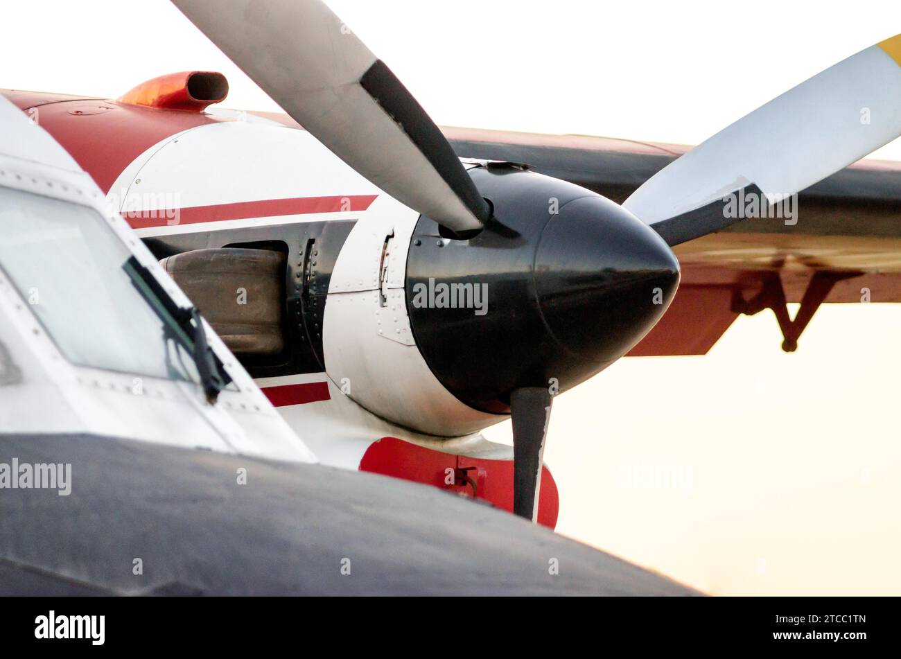 Propeller blades of an old vintage airplane closeup Stock Photo - Alamy