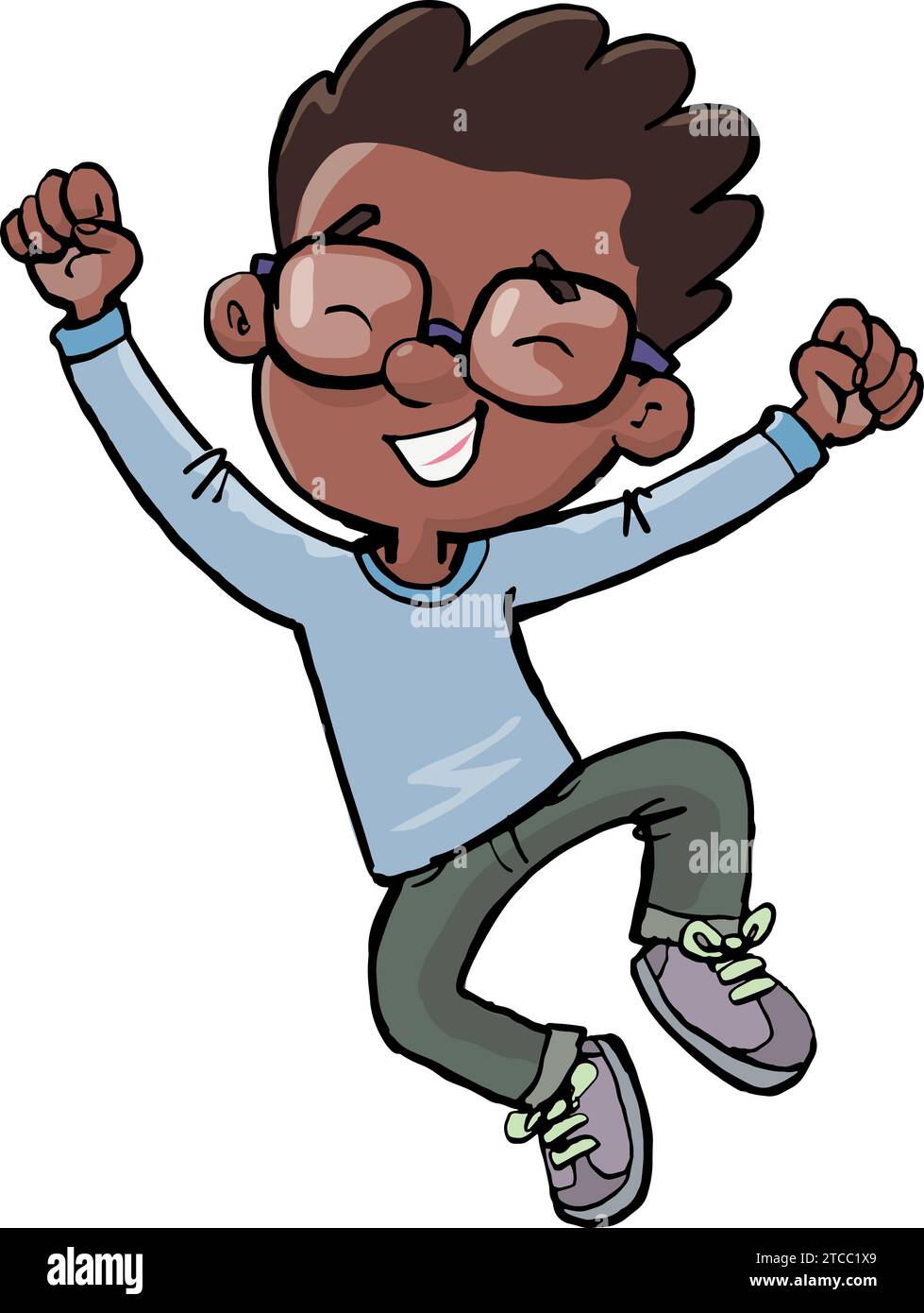 boy rejoices and jumps happy Stock Photo - Alamy